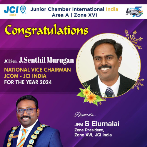 Live Chennai: JCI India Zone XVI Proudly Announces J.Senthil Murugan as ...