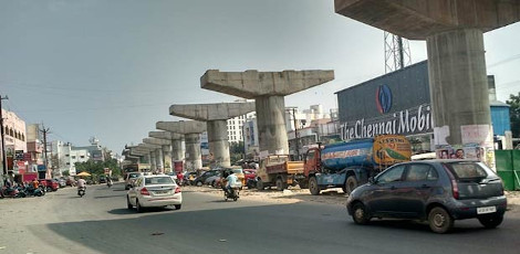 Live Chennai: Work going on in 3-Lane unidirectional flyover at ...
