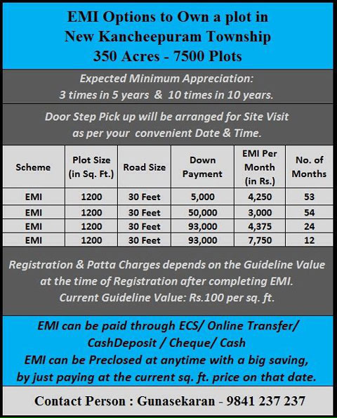 Live Chennai: EMI options to own a plot in new Kancheepuram township ...